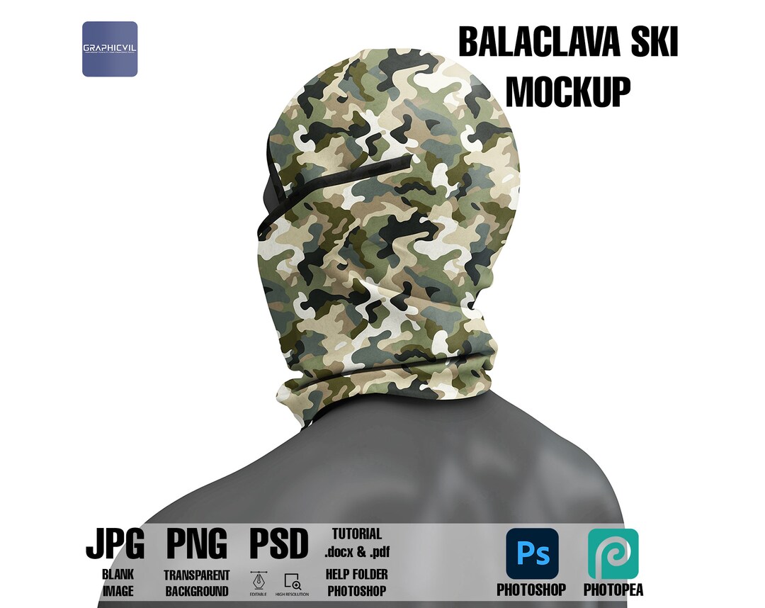 Dye Sublimation Balaclava Mockup: Ski Mask Apparel Design (PSD) - Etsy