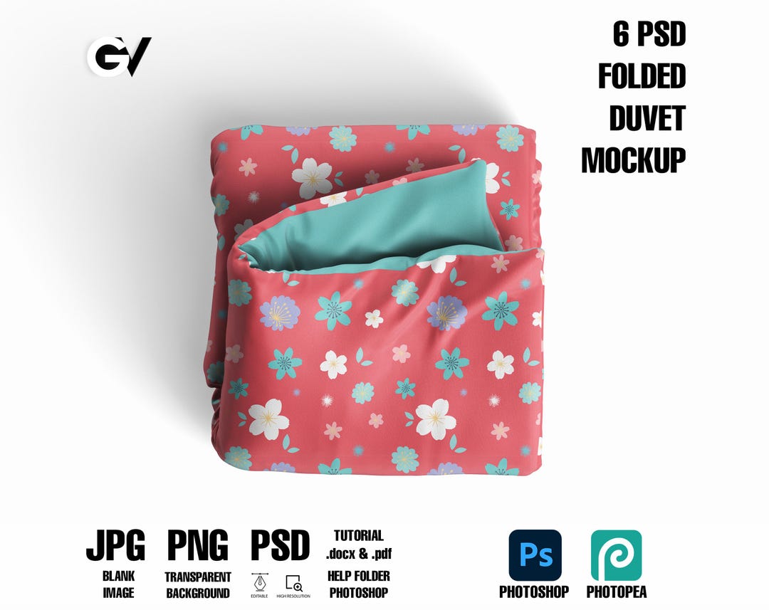 Folded Duvet Mockup: 6 PSD Files, Customizable Bedding (digital ...