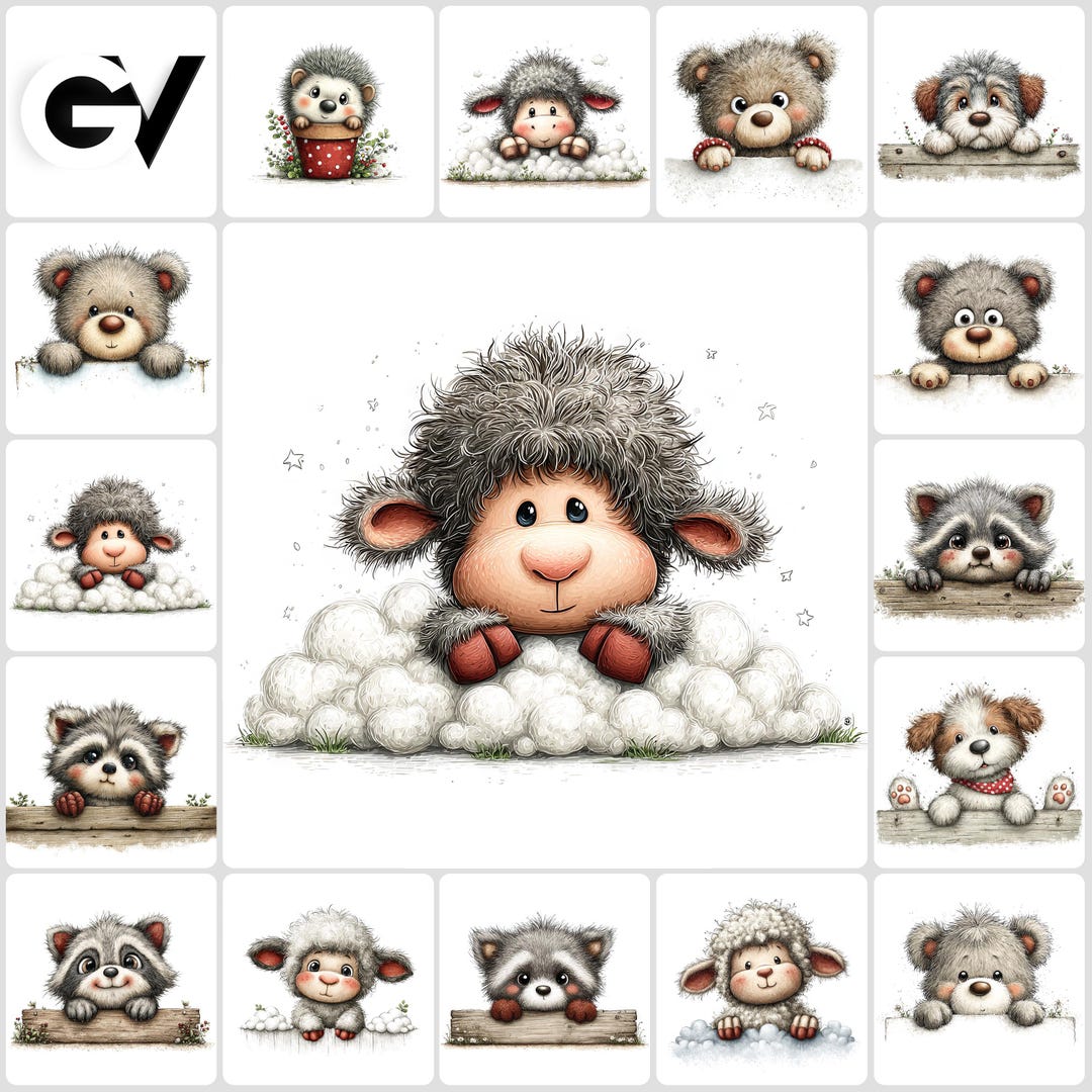 Peekaboo Animals Clipart – Cute & Funny Animal Faces (commercial Use ...