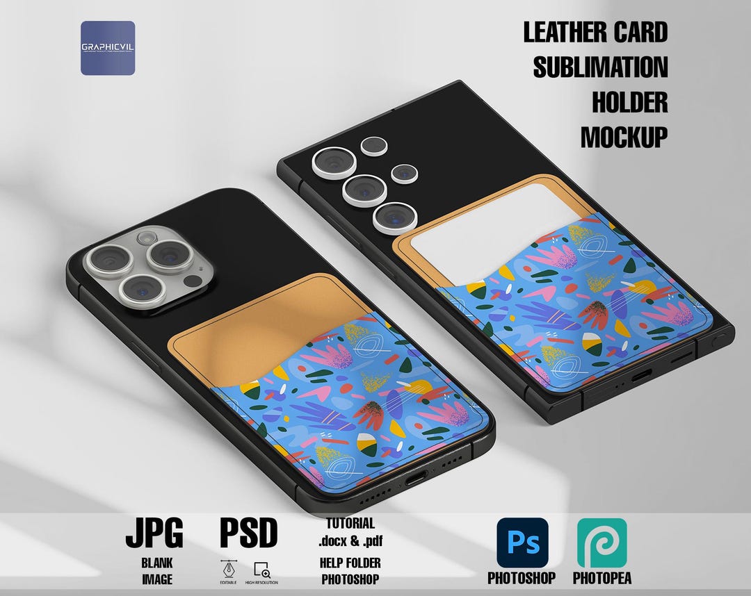 Sublimation Leather Credit Card Holder Mockup, Leather Card Caddy ...