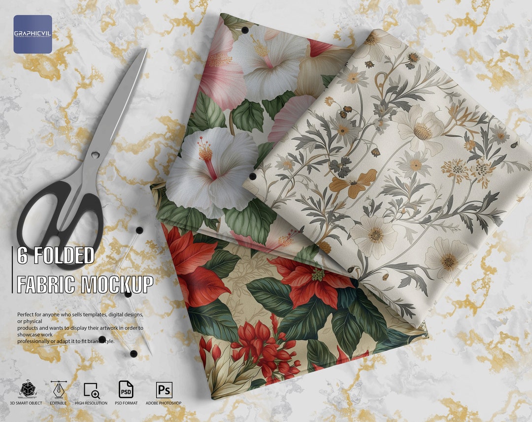 Folded Fabrics Mockup | Fabric, Folded Fabric, Pattern Mockup, Pattern ...