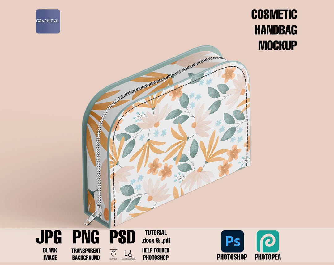 Sublimation Rectangle Cosmetic Pouch Mockup, Sublimation Cosmetic Bag ...