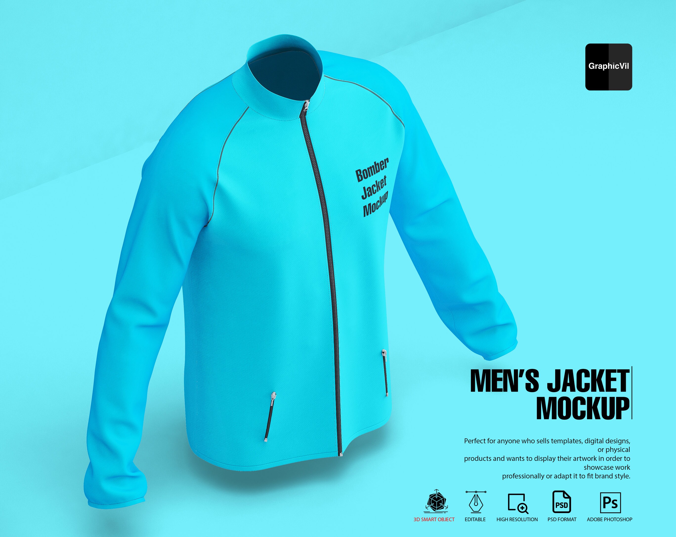Man's Jacket Raglan Sleeve Mockup Jacket, Man Jacket Mockup, Jacket ...