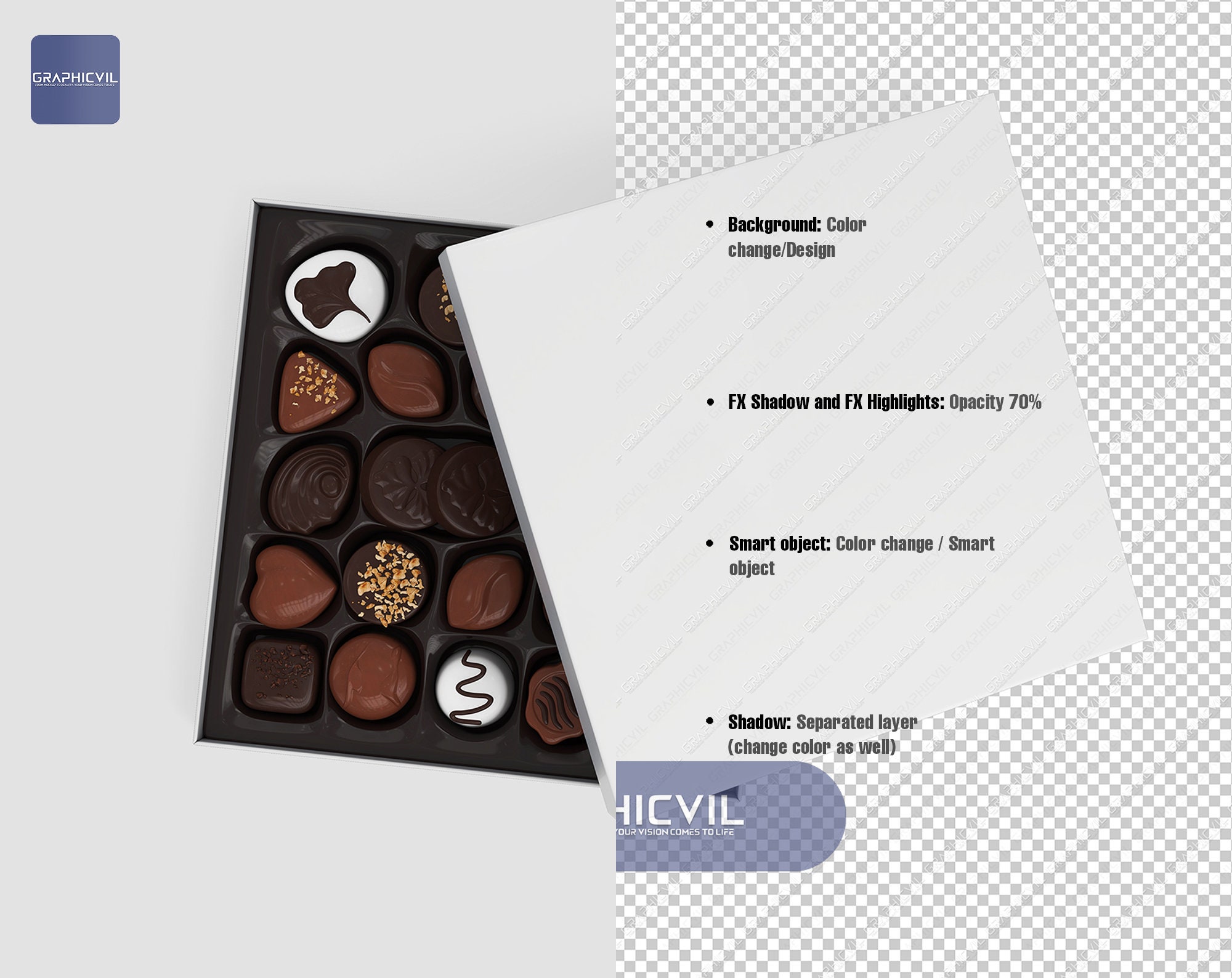Chocolate Box Mockup, Chocolate Mockup Box Packaging Design Candy ...