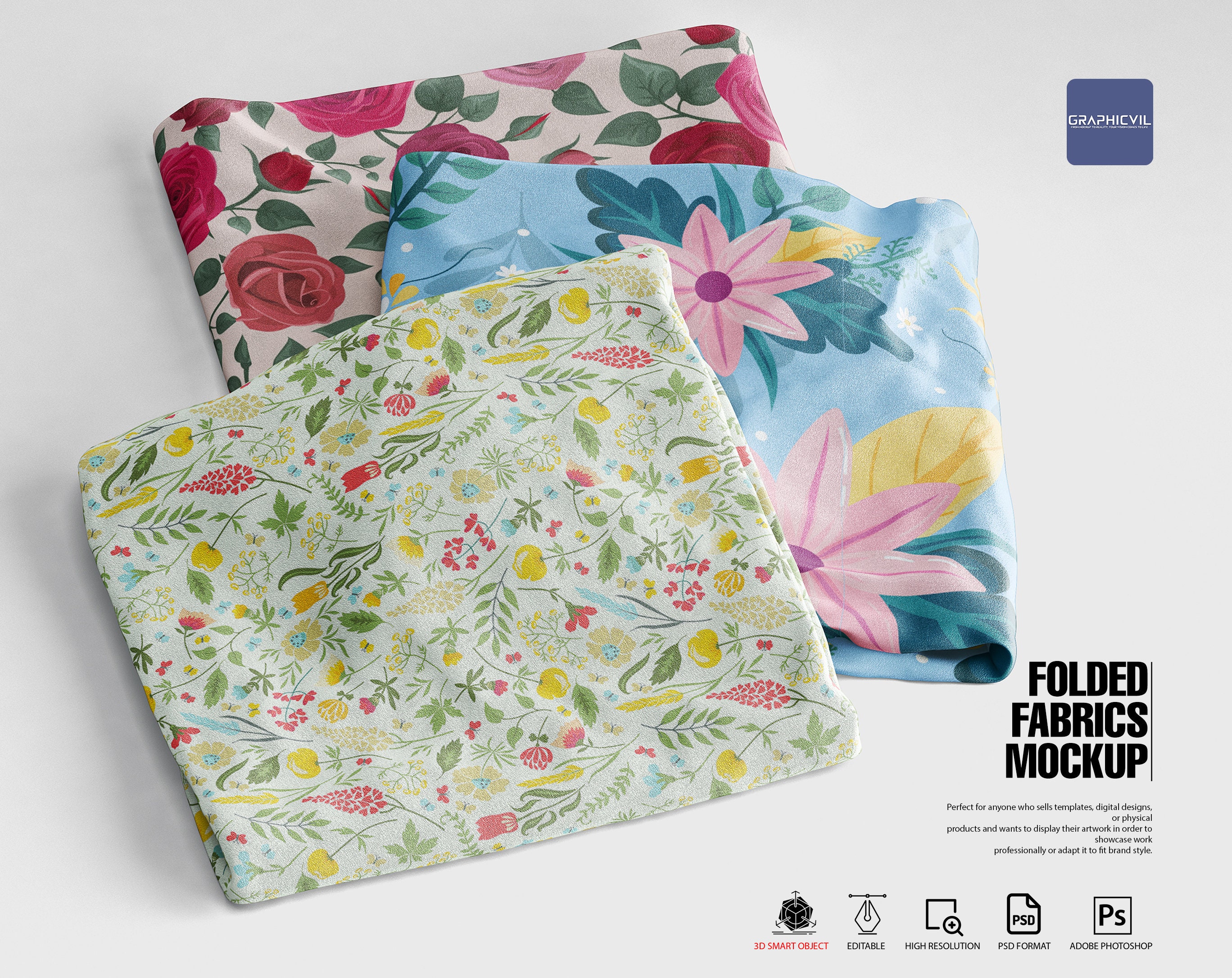 Folded Fabrics Mockup Fabric, Folded Fabric Mockup, Pattern Mockup ...