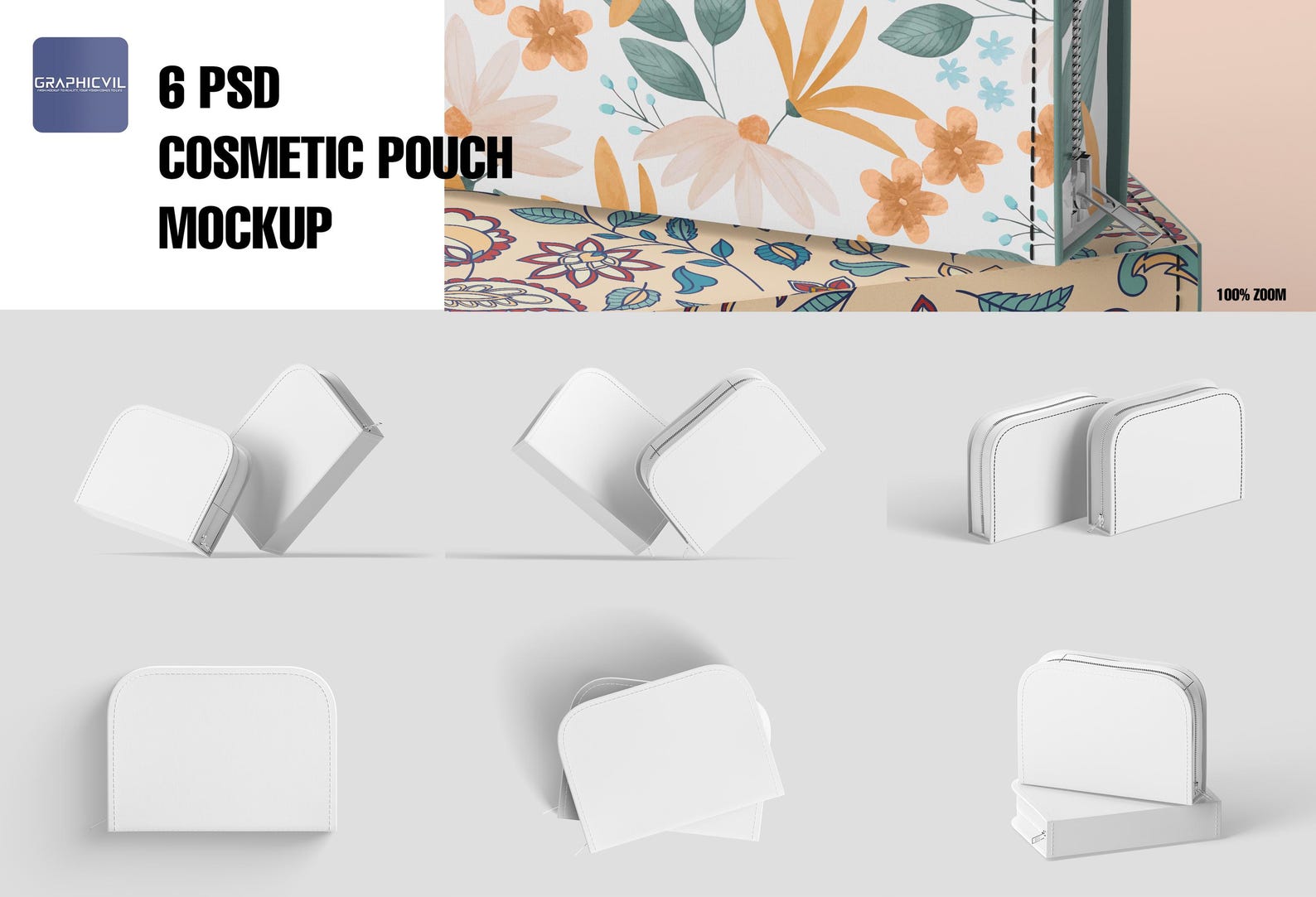 Sublimation Rectangle Cosmetic Pouch Mockup, Sublimation Cosmetic Bag ...