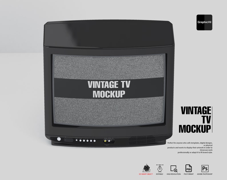 Old TV Mockup: Retro Television PSD Template - Etsy
