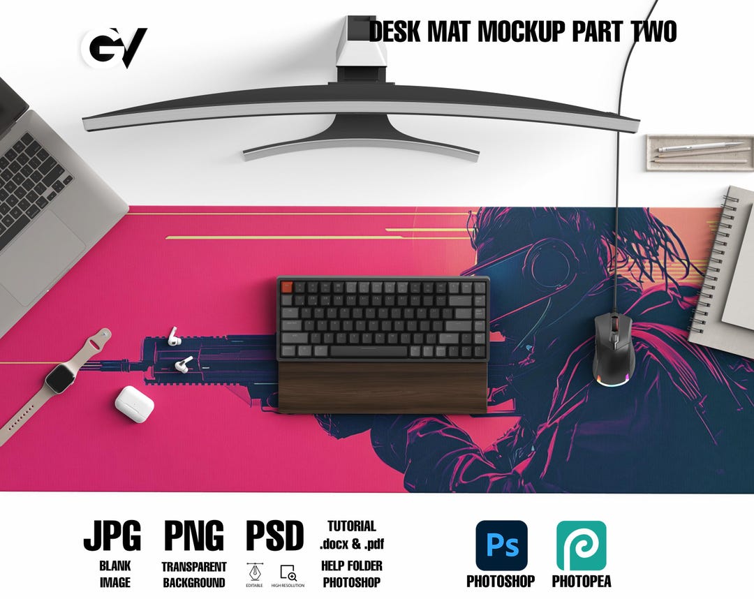 Desk Mat Mockup, 1 PSD Fully Editable, Desk Mat PSD Template, Desk Mat ...