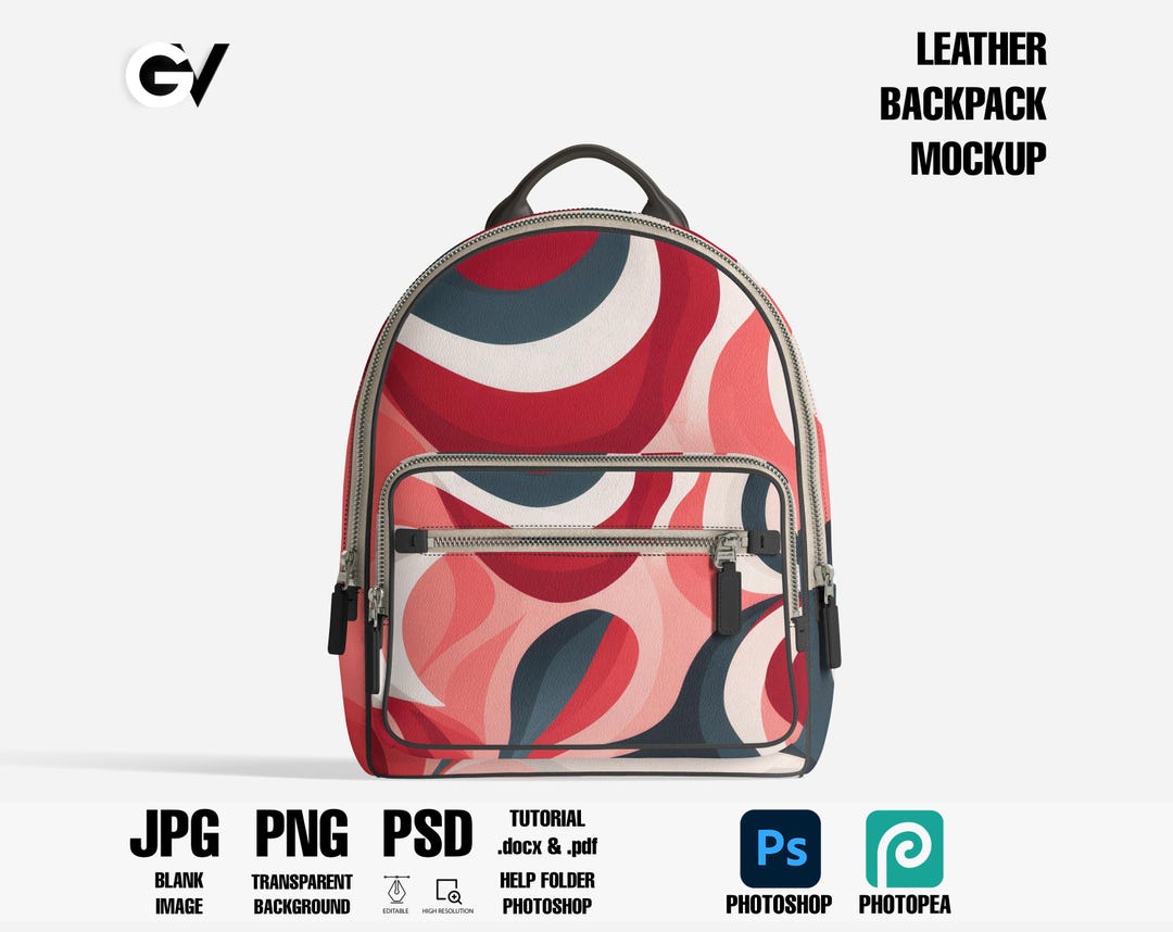 Leather Backpack Mockup, Sublimation Book Bag Mockup, Sublimation Bag ...