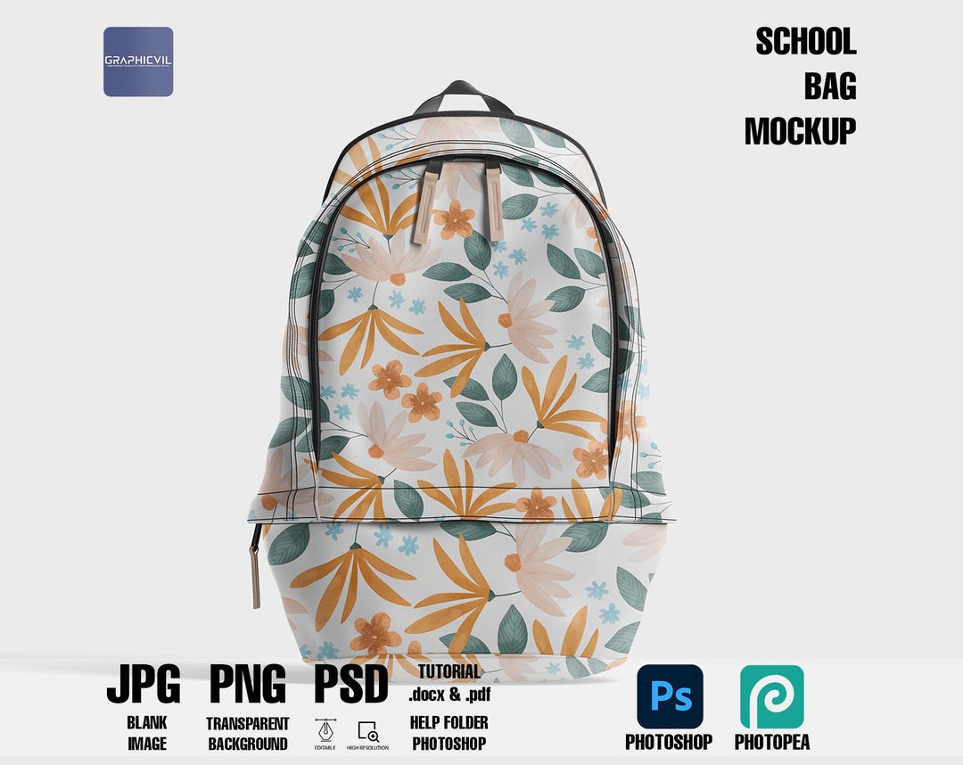 Sublimation Backpack Mockup, Sublimation Book Bag Mockup, Sublimation ...