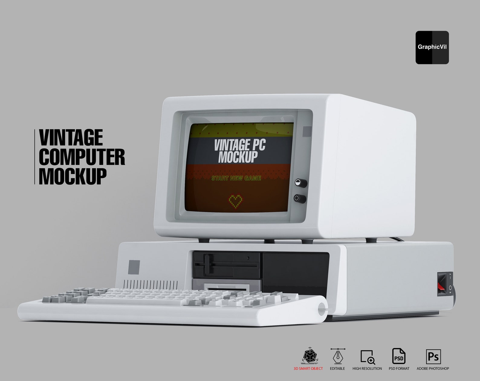IBM Model 5150 Vintage PC Mockup Vintage Pc Mockup, Pc Mockup, Old Pc ...