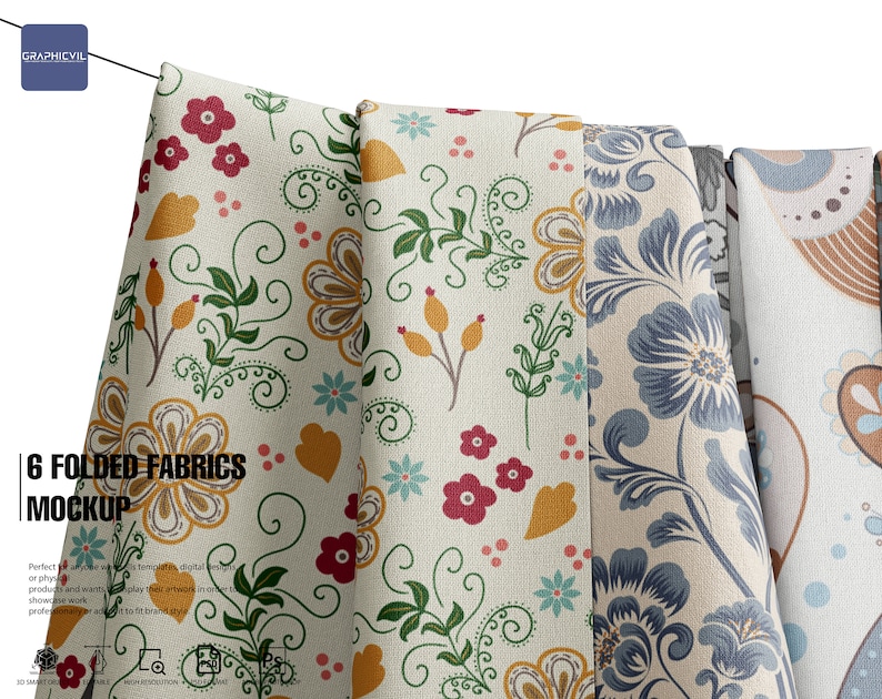 Folded Fabrics Mockup Fabric, Folded Fabric Mockup, Pattern Mockup ...