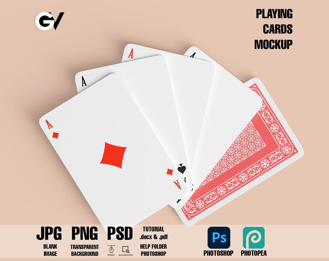 Playing Card Mockup: Customizable PSD File (6000x4000 300dpi) - Etsy