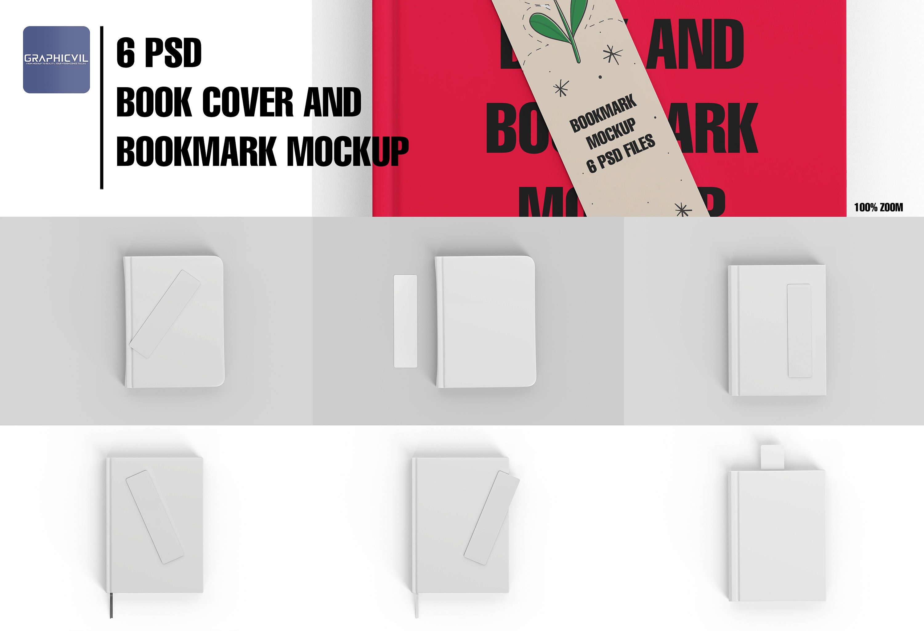 Dye Sublimation Book Cover Mockup, Bookmark Mockup, Book Template ...