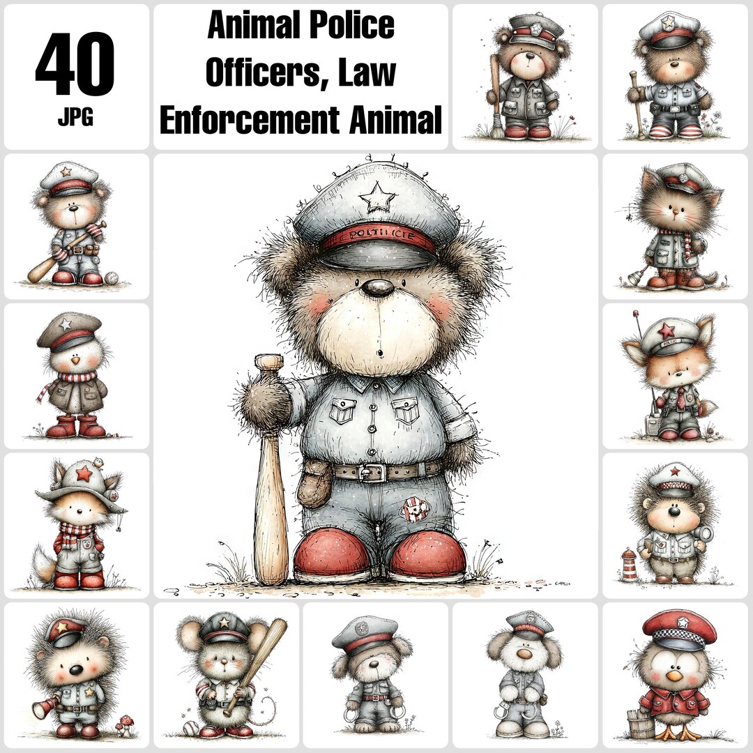 Animal Police Officers Clipart – Law Enforcement Animal Heroes ...