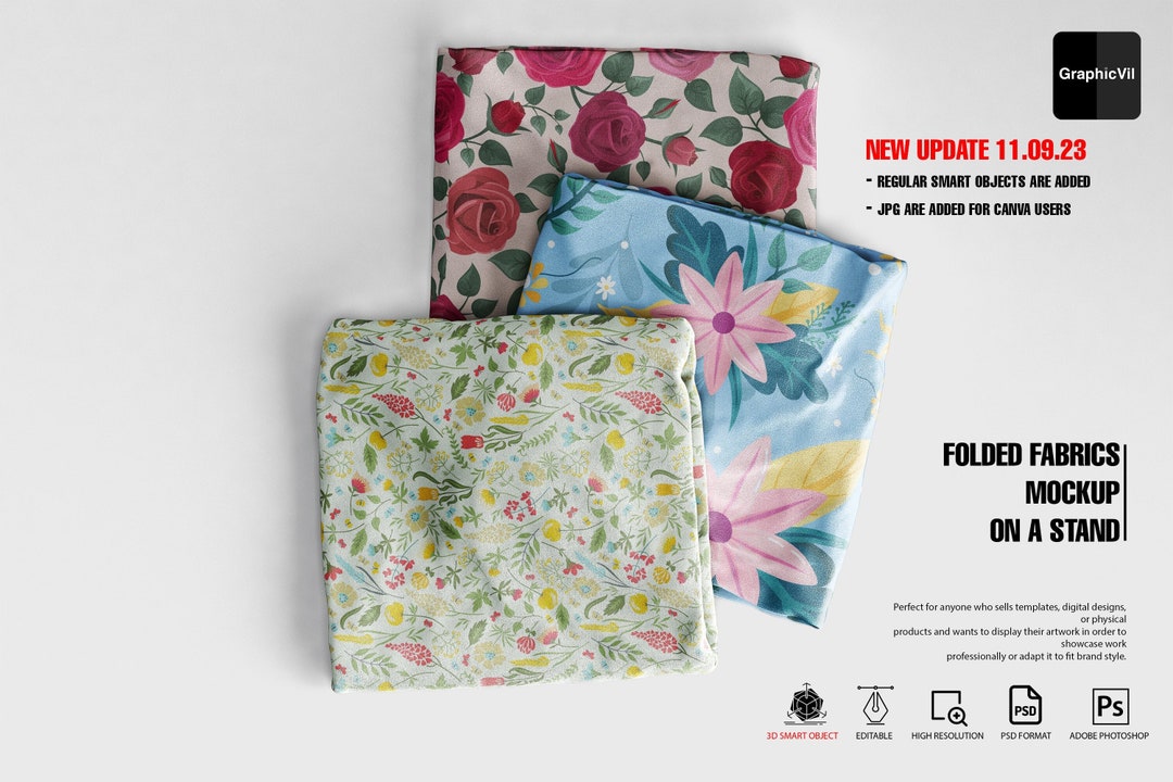 Folded Fabrics Mockup | Fabric, Folded Fabric Mockup, Pattern Mockup ...