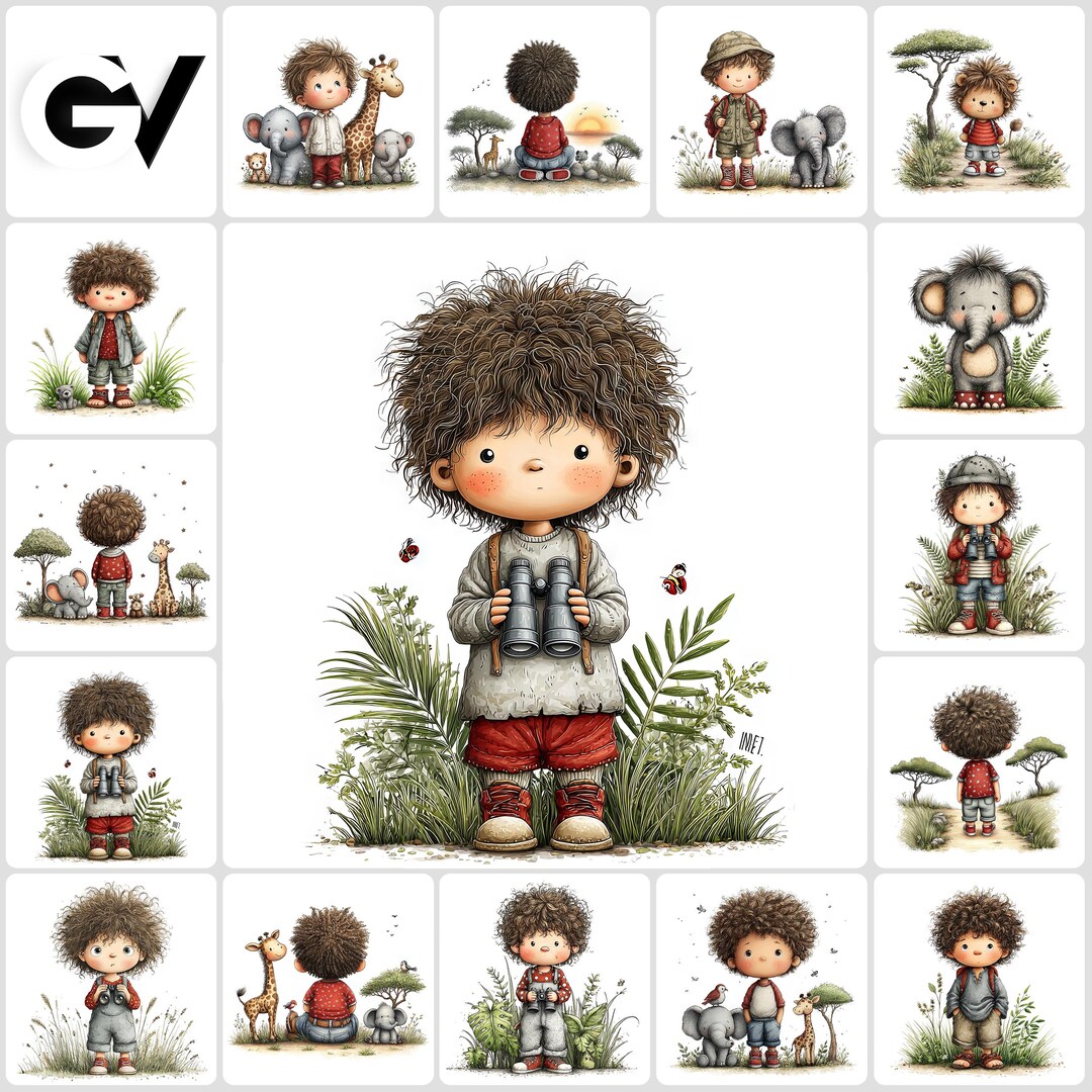 Safari Kids Clipart – Cute Jungle Adventure (commercial Use) (digital ...