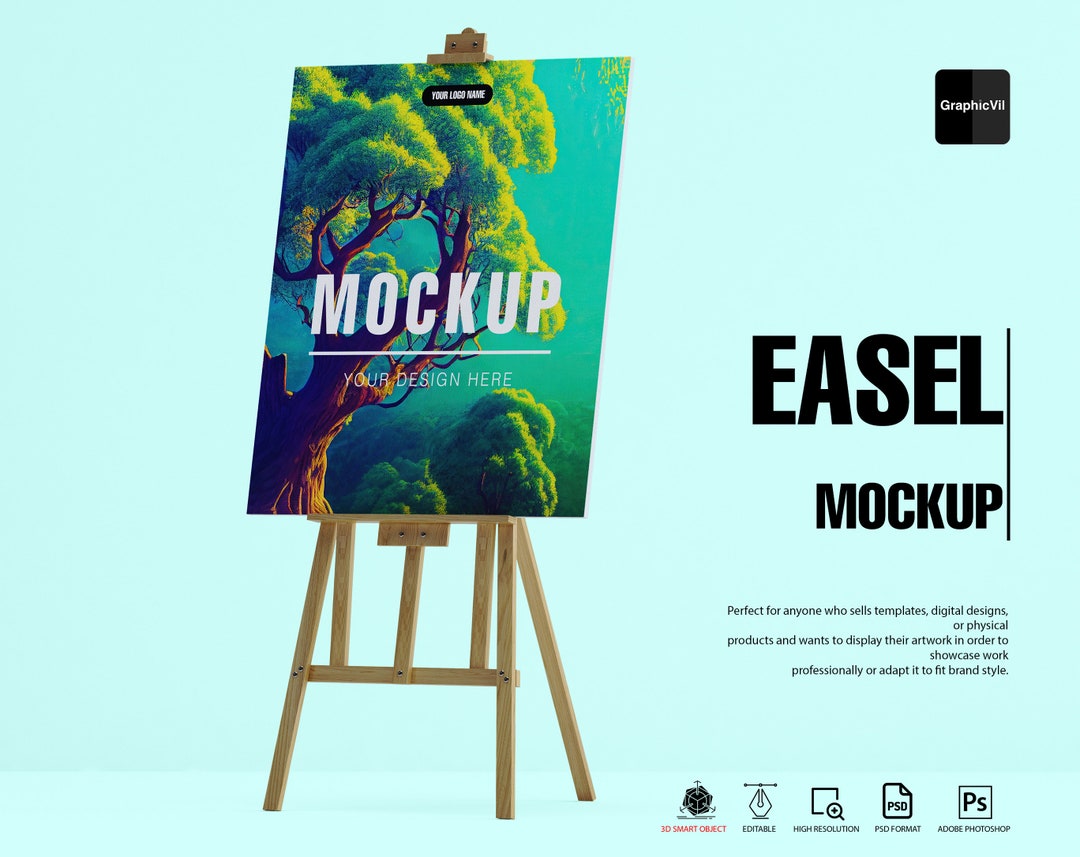 Easel Mockup Set Easel Mockup Draws Mockup Drawing Mockup Paint Stand ...