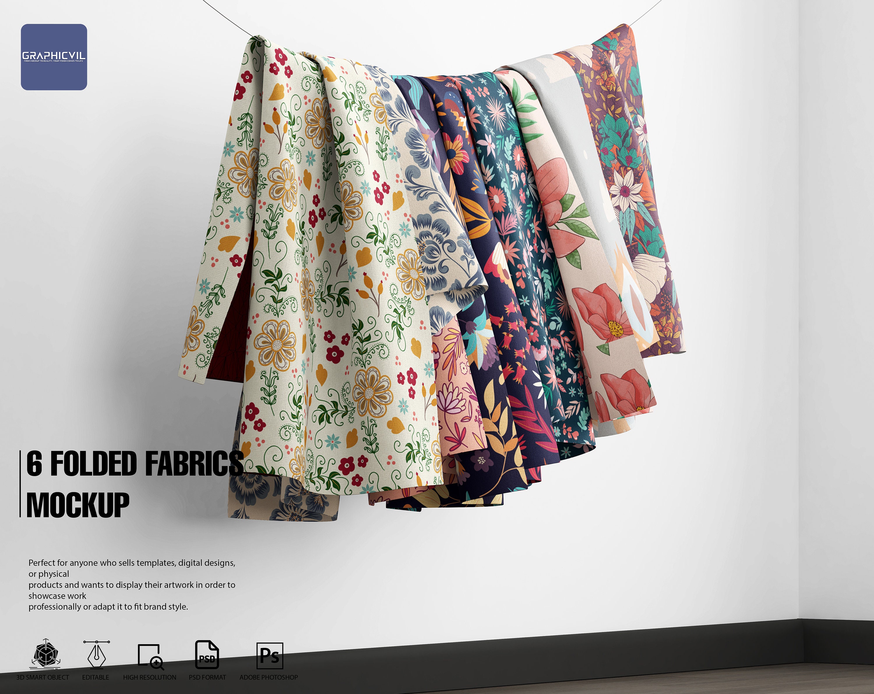 Folded Fabrics Mockup Fabric, Folded Fabric Mockup, Pattern Mockup ...