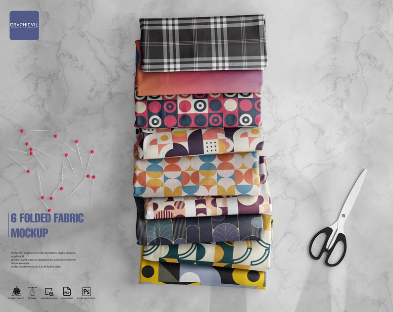 Folded Fabric Pattern Mockup: Customizable PSD Template - Etsy