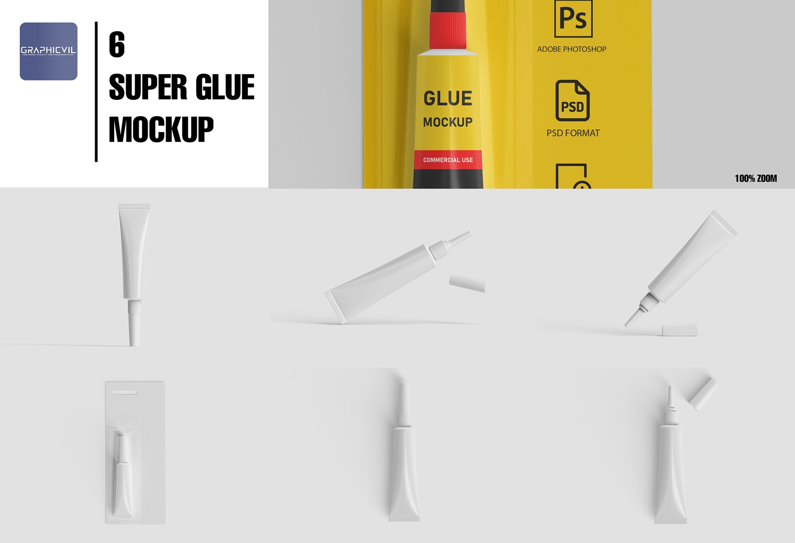 Super Glue Tube Mockup: Packaging Design (PSD) - Etsy