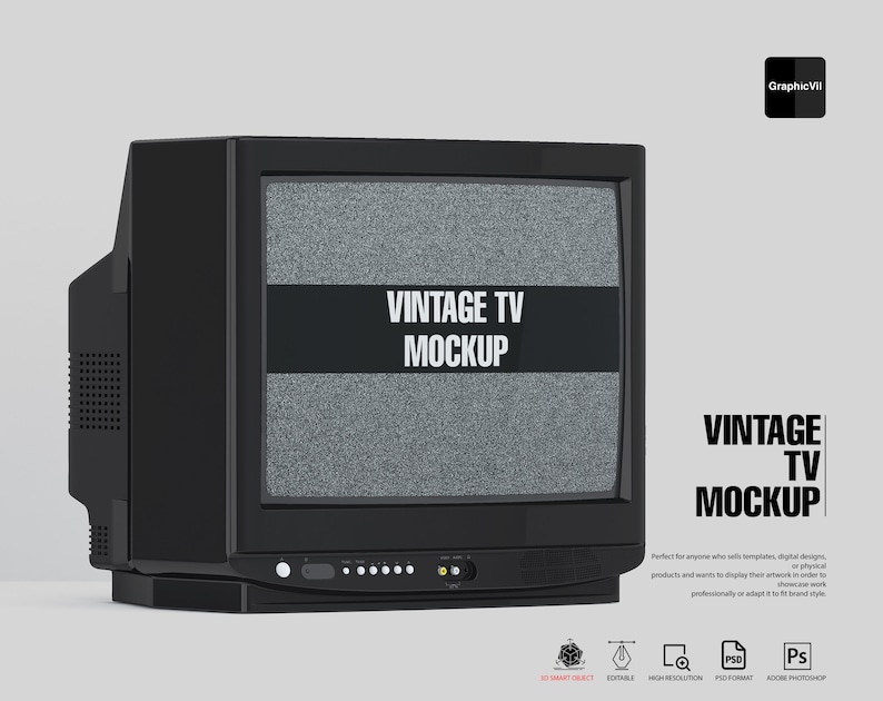 Old TV Mockup: Retro Television PSD Template - Etsy