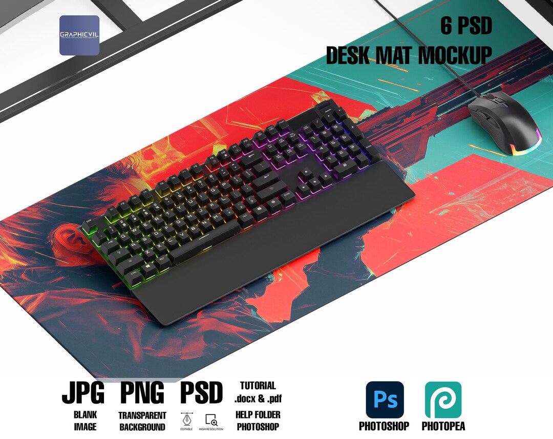 Desk Mat Mockup, 6 PSD Fully Editable, Desk Mat PSD Template, Desk Mat ...