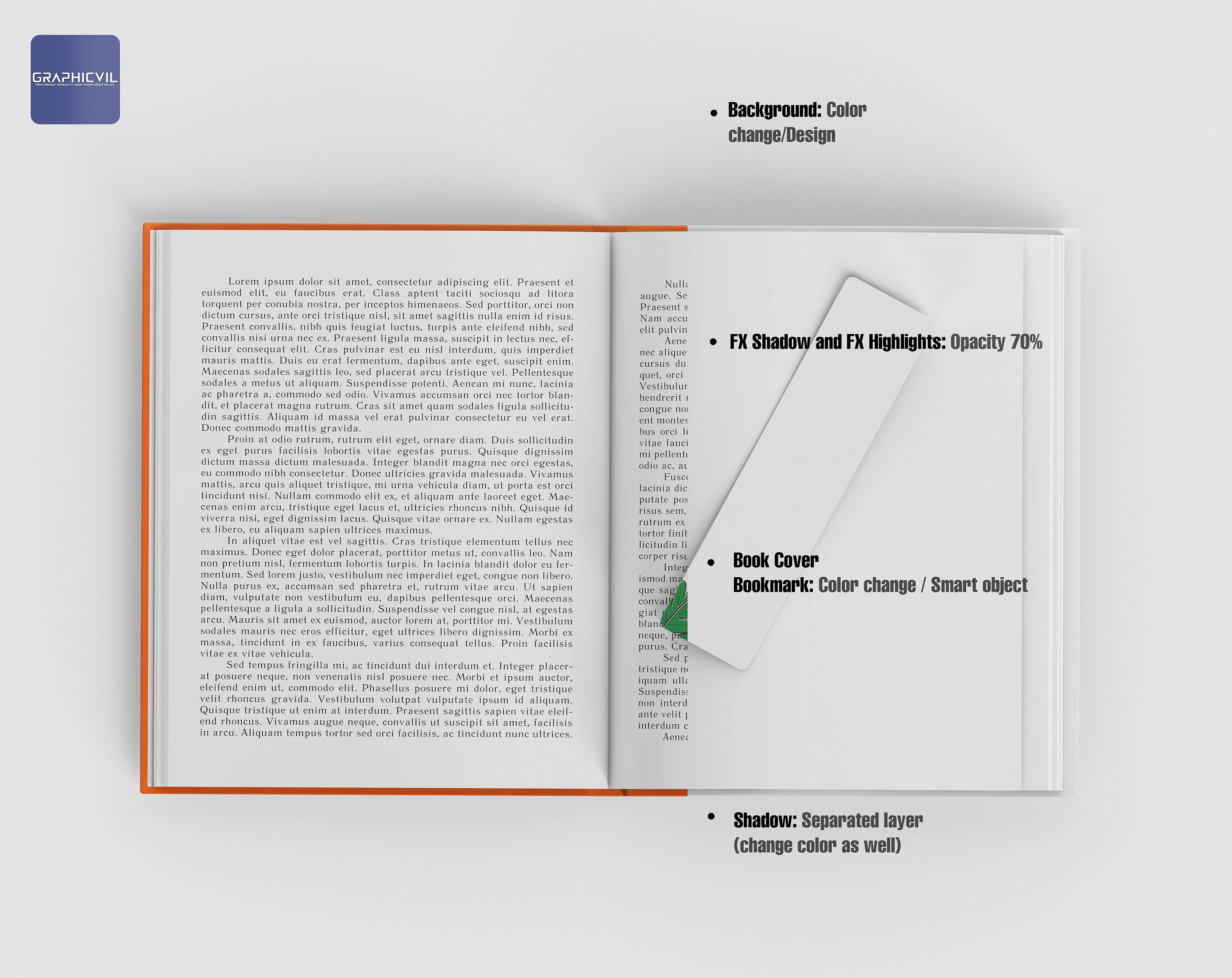 Dye Sublimation Book Cover Mockup, Bookmark Mockup, Book Template ...