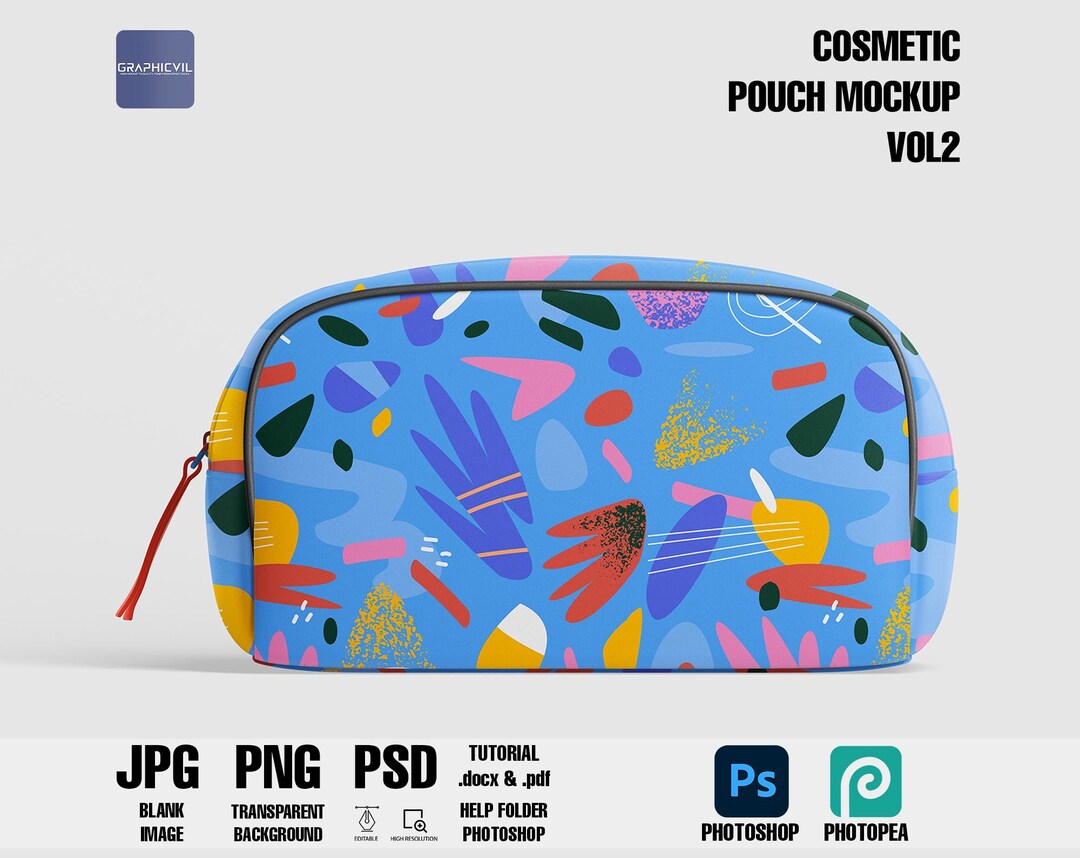 Sublimation Cosmetic Pouch Mockup, Sublimation Cosmetic Bag Mockup ...