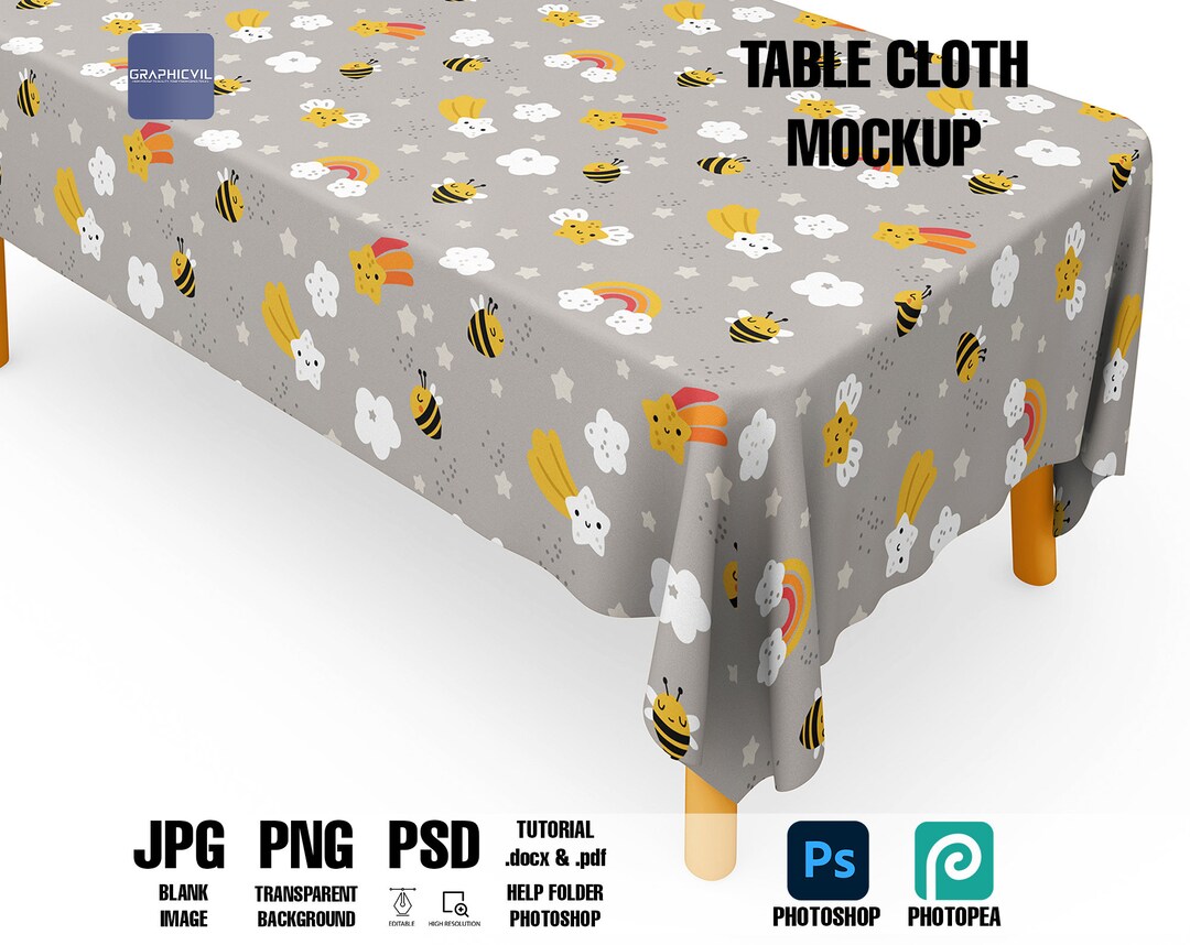 Dye Sublimation Tablecloth Mockup: Isolated Fabric (PSD) - Etsy