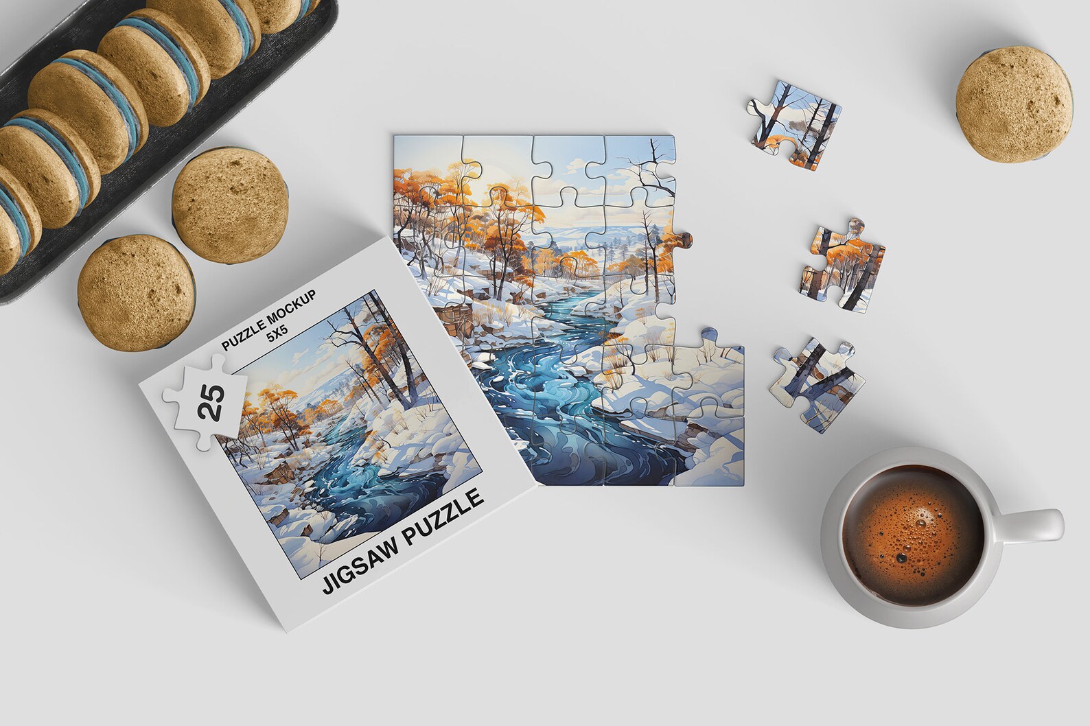 25 Piece Puzzle Mockup: 5x5 Jigsaw Template (PSD) - Etsy