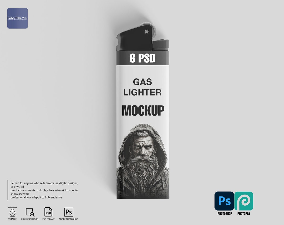 Gas Lighter PSD Mockup, Branding Template (6000x4000, 300dpi) - Etsy