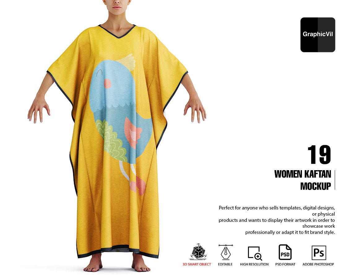 Women Kaftan Mockup Pattern Preview - Etsy