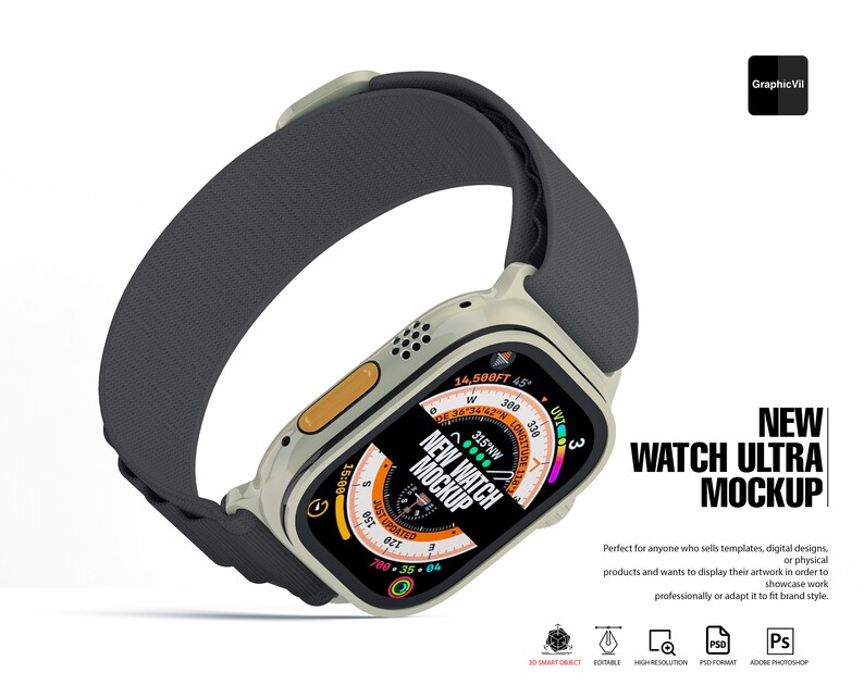 Watch Ultra Alpine Loop Mockup Watch Mockup, Watch Template, Technology ...