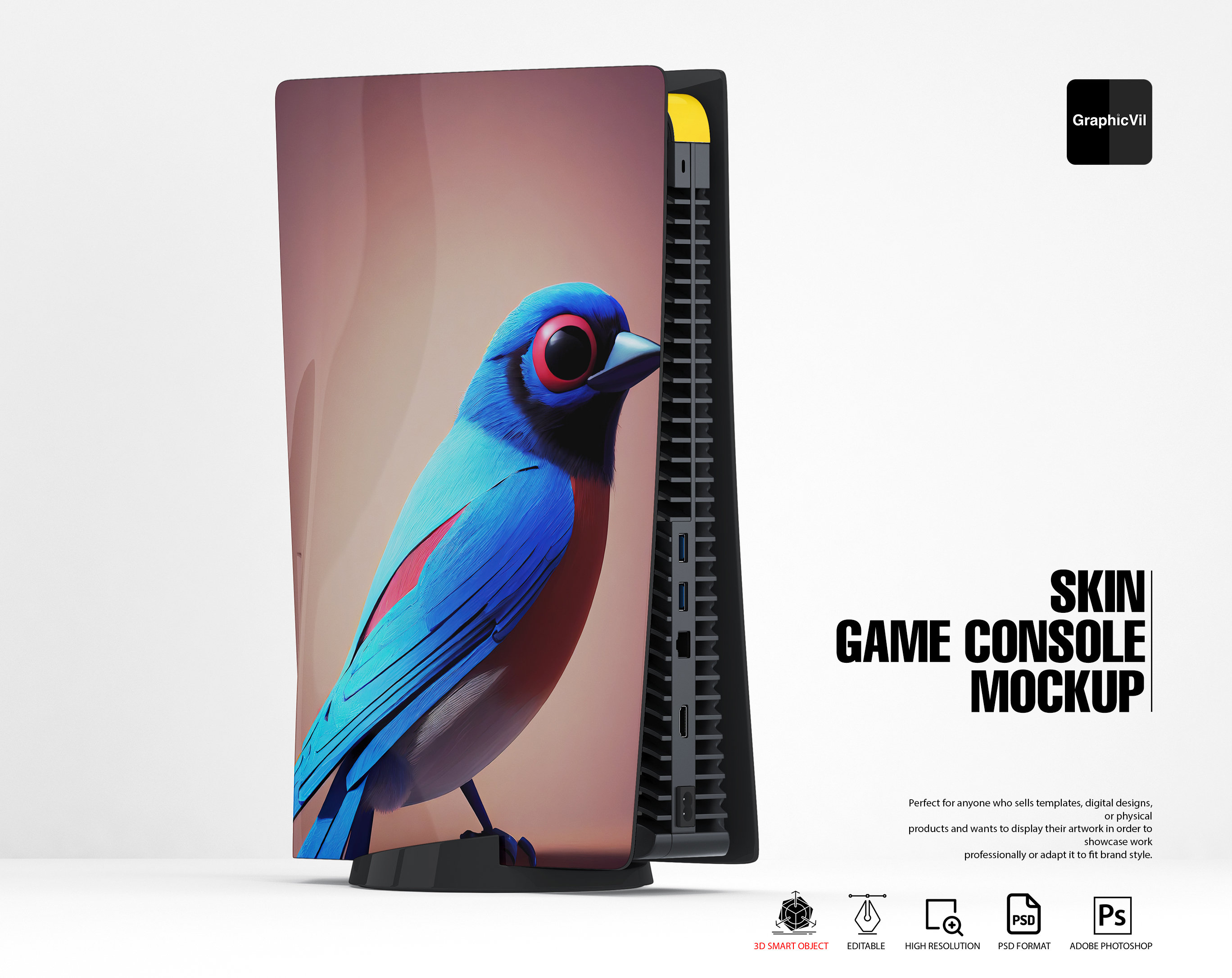 Sony Playstation 5 Skin Mockup Ps5, Ps5 Skin, Console Skin Mockup, Play ...