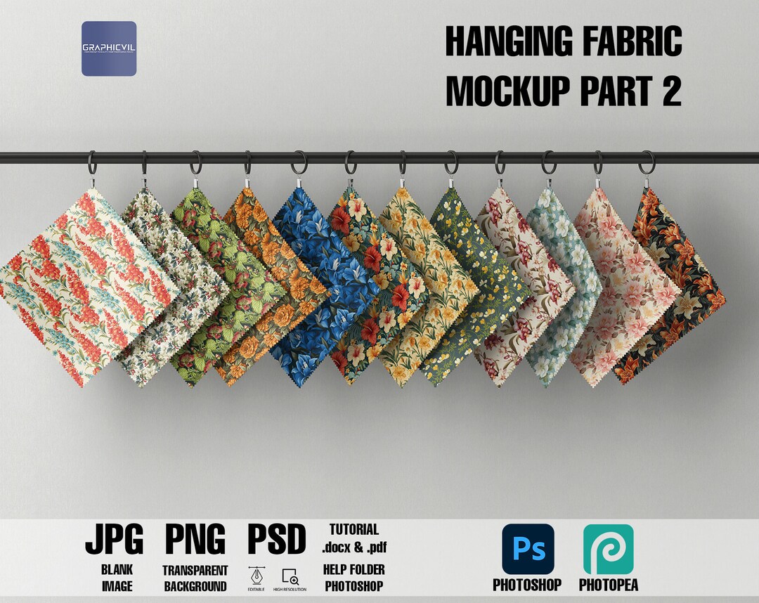 Hanging Fabric Mockup, Textile Mockup, Cloth Mockup, Fabric Mockup ...