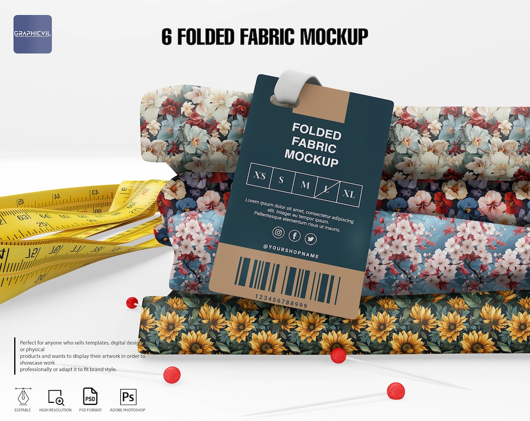 Folded Fabrics Mockup Fabric, Folded Fabric Mockup, Pattern Mockup ...