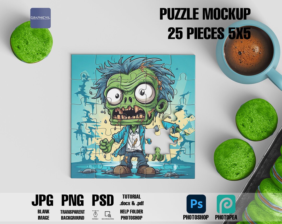 Dye Sublimation 25 Piece 5x5 Puzzle Mockup PSD , 5x5 Pieces, Puzzle ...