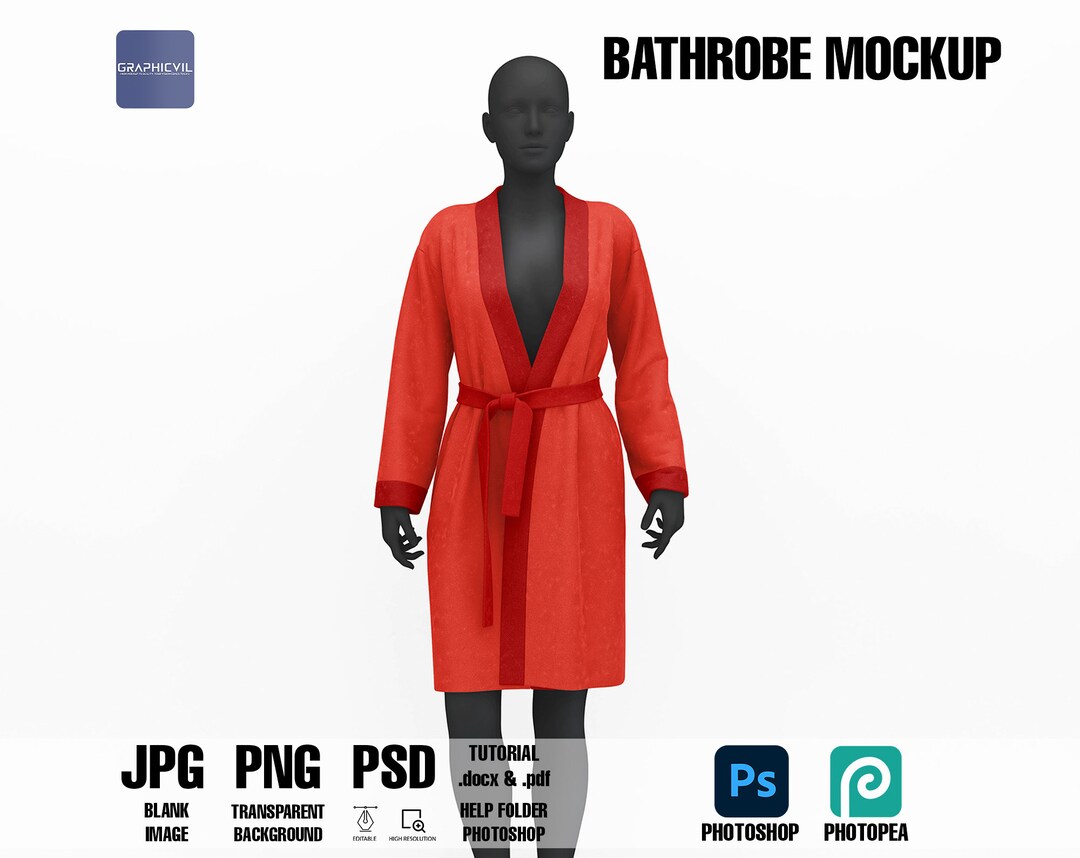Bathrobe Mockup | Robe Template, Cotton Bathrobe Mockup Bathrobe ...