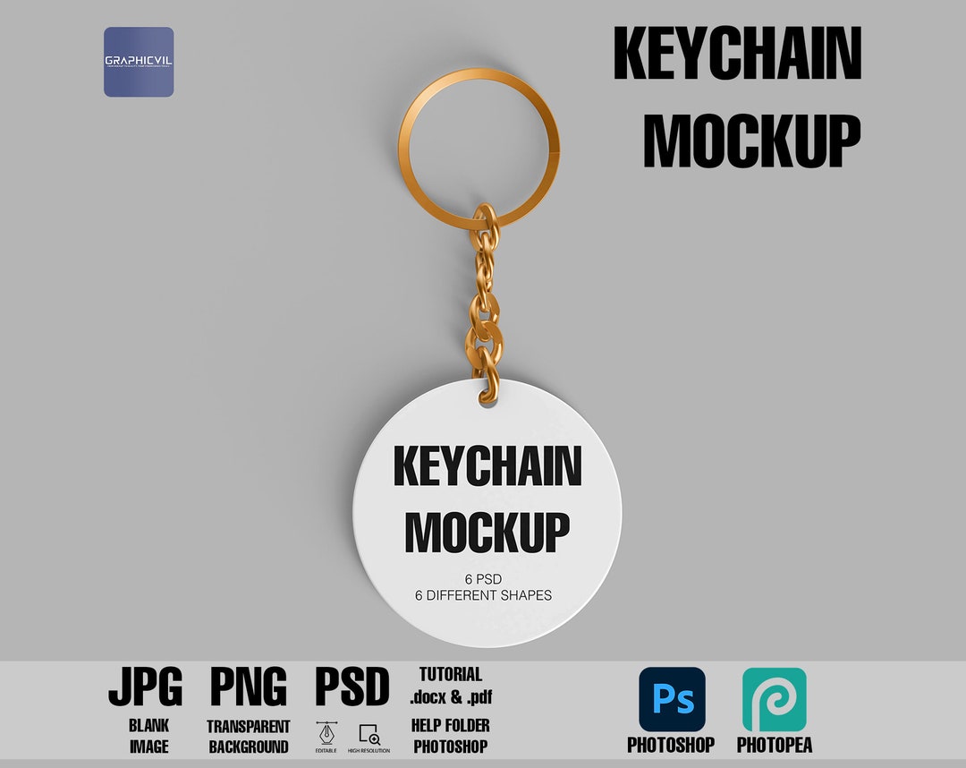 Dye Sublimation Keychain Mockup, Keys Mockup, Tag Mockup, Key Rectangle ...