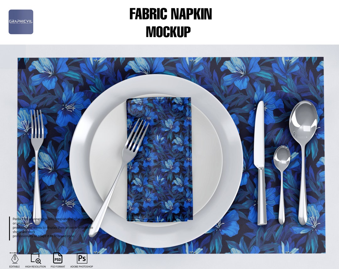 Dye Sublimation Fabric Napkin Mockup: Folded Table Setting (PSD) - Etsy