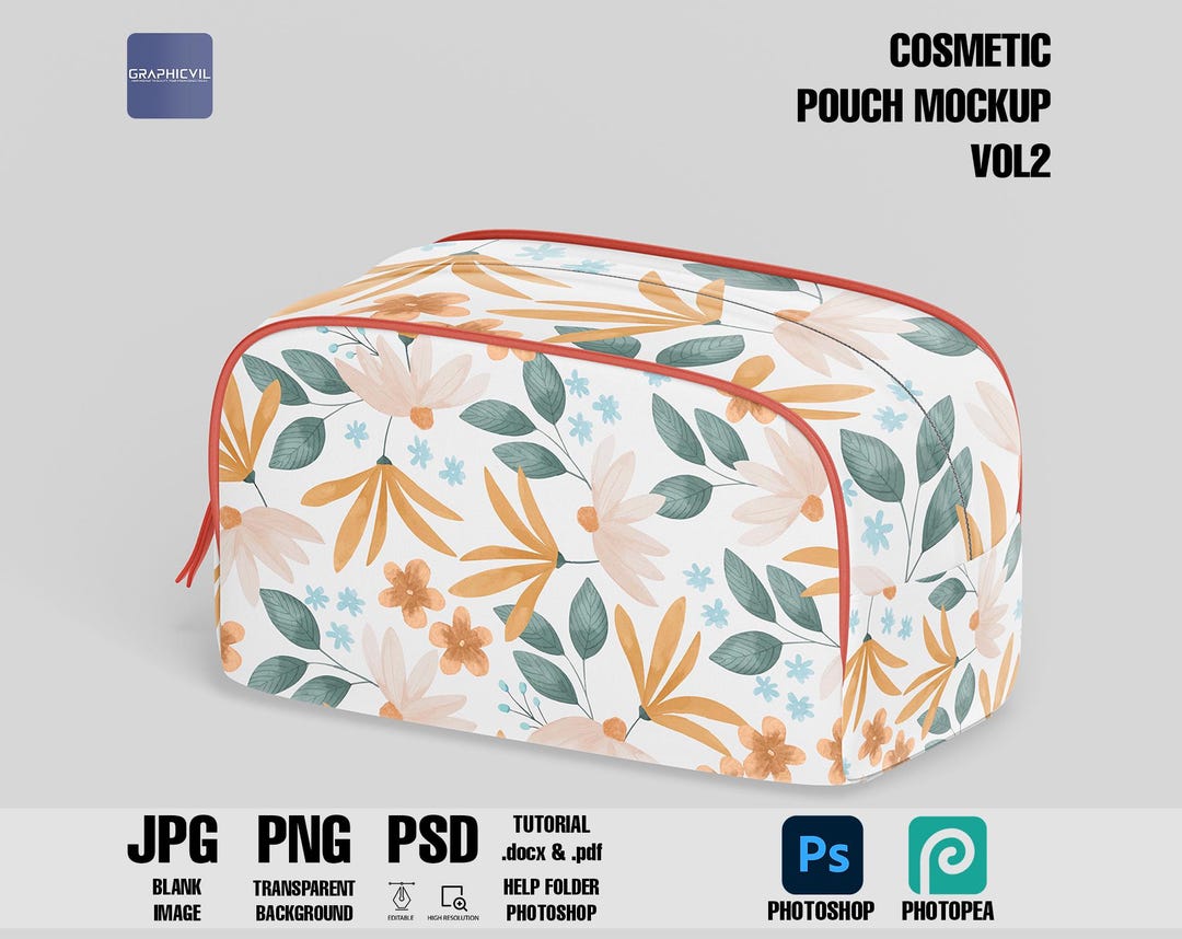 Sublimation Cosmetic Pouch Mockup, Sublimation Cosmetic Bag Mockup ...