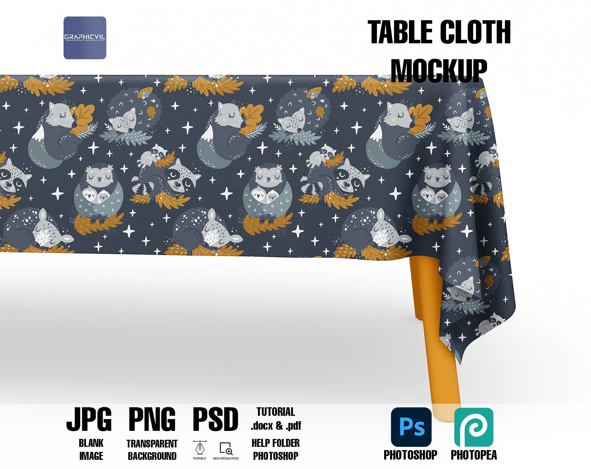 Dye Sublimation Tablecloth Mockup: Isolated Table PSD - Etsy