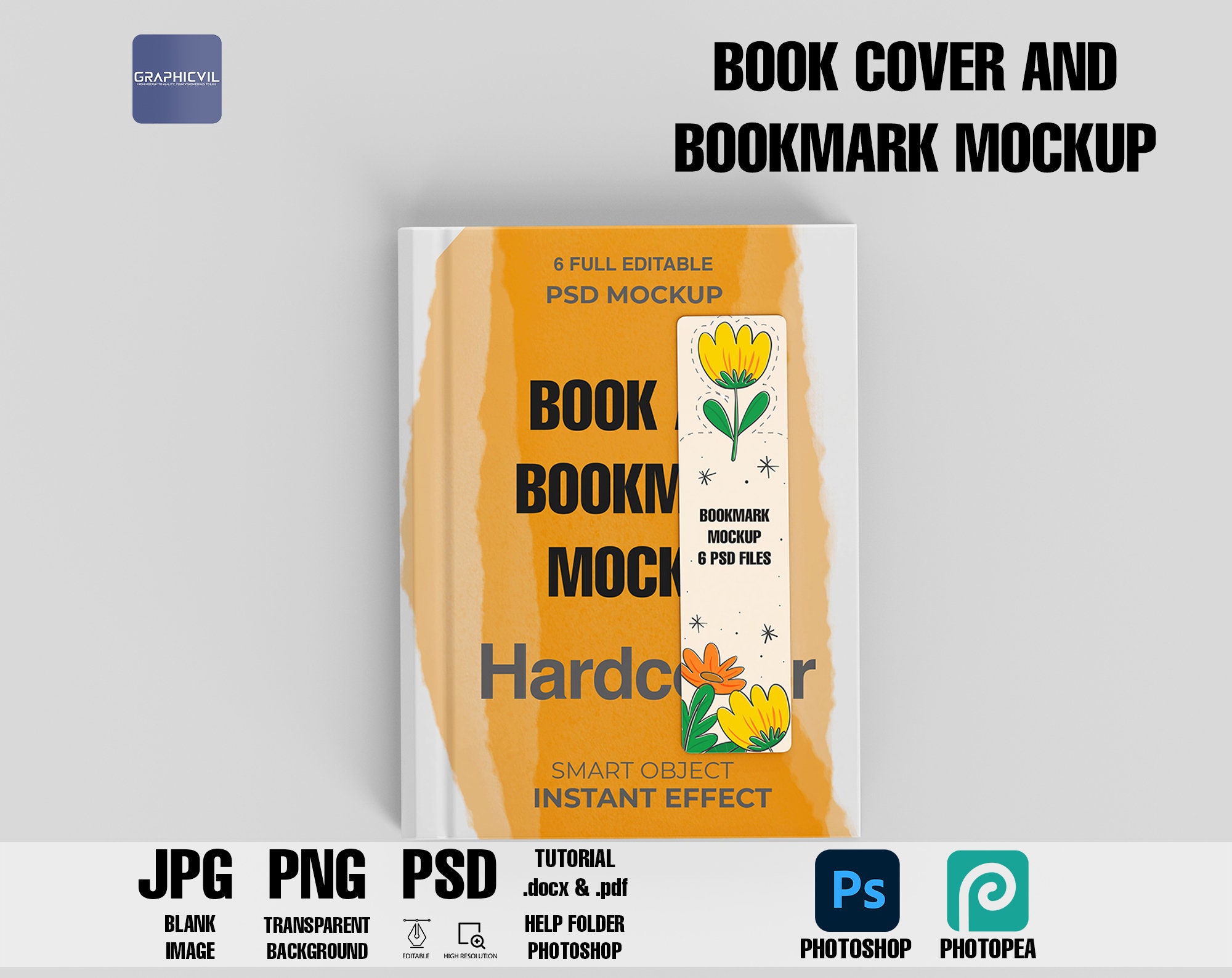 Dye Sublimation Book Cover Mockup, Bookmark Mockup, Book Template ...