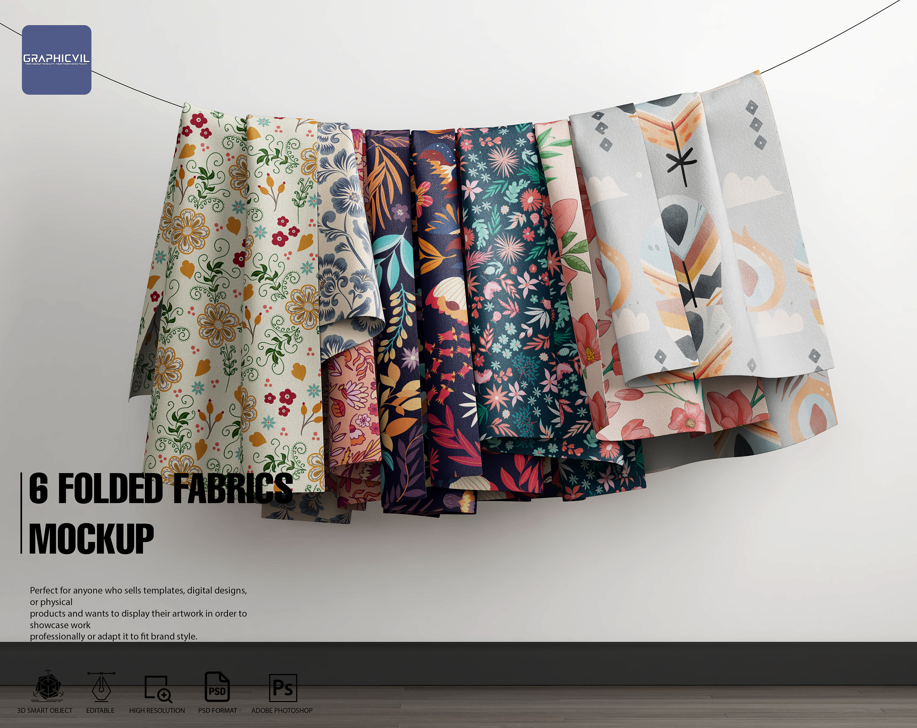 Folded Fabrics Mockup Fabric, Folded Fabric Mockup, Pattern Mockup ...