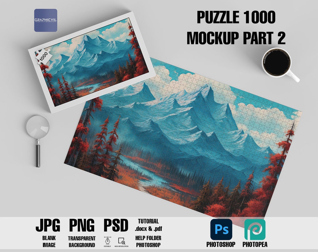 Dye Sublimation 1000 Piece Puzzle Mockup 1 PSD , 25x40 Pieces, Puzzle ...
