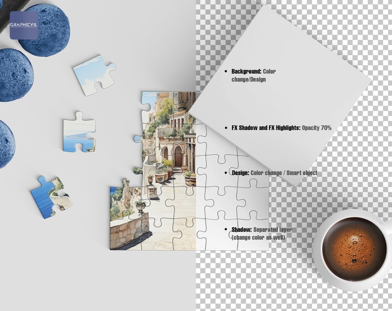 Dye Sublimation 25 Piece 5x5 Puzzle Mockup PSD , 5x5 Pieces, Puzzle ...