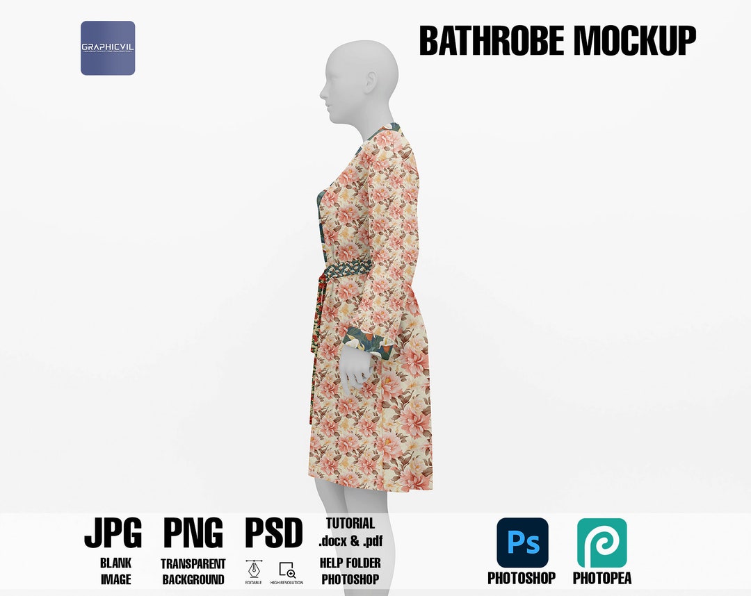 Bathrobe Mockup Robe Template, Cotton Bathrobe Mockup Bathrobe Template ...