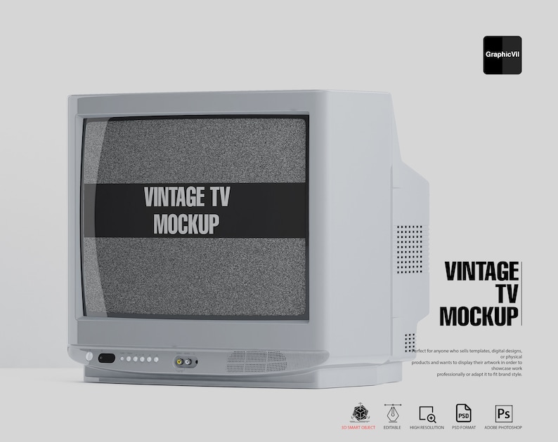 Old TV Mockup: Retro Television PSD Template - Etsy