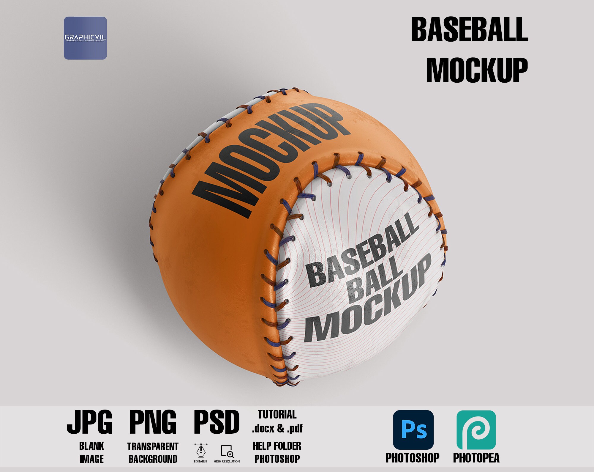 Dye Sublimation Baseball Mockup, Ball Mockup, Baseball Template, Ball ...
